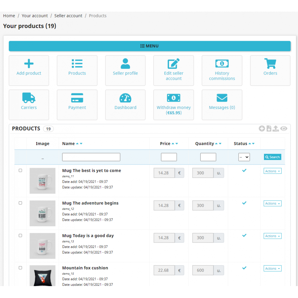 Module PrestaShop JA Marketplace Association des produits aux vendeurs en masse | JA Modules