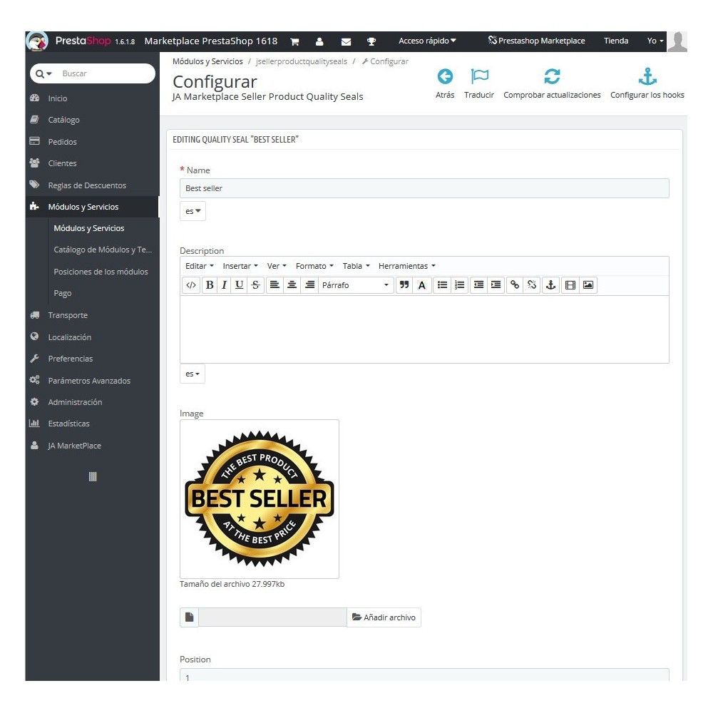 JA Marketplace Seller products quality seals PrestaShop Module | JA Modules